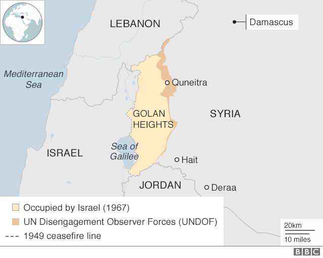 Israel 'shoots down Syrian fighter over Golan Heights' - BBC News
