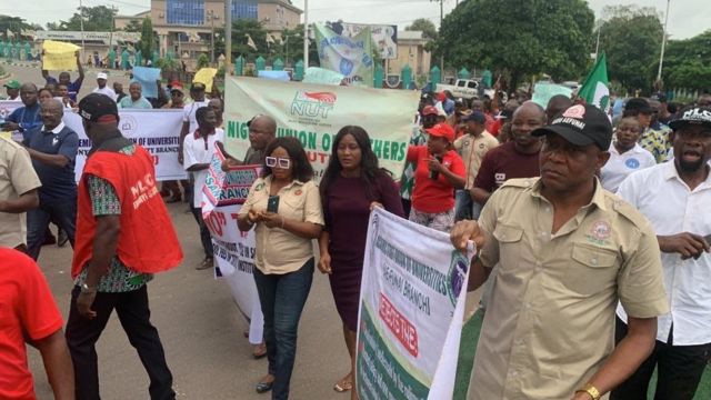 NLC strike update: Protesters break gate enta National Assembly- How ...
