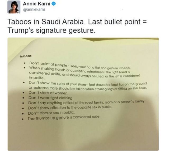 Trumpın Suudi Arabistan Ziyareti Ve Başparmak Diplomasisi Bbc News