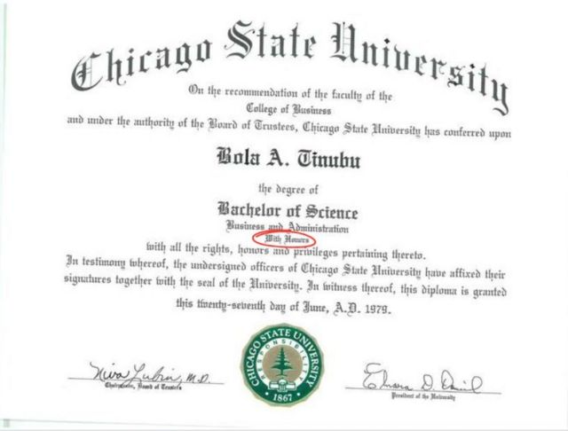 Bola Tinubu, Chicago state university: No evidence say Nigeria president forge college record ...