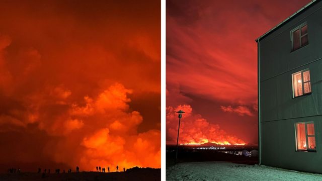 Iceland volcano pictures as e explode for Reykjanes peninsula - BBC ...