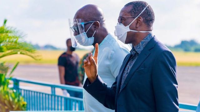 Governor Ifeanyi Okowa of Delta State, im wife Edith Okowa don test ...