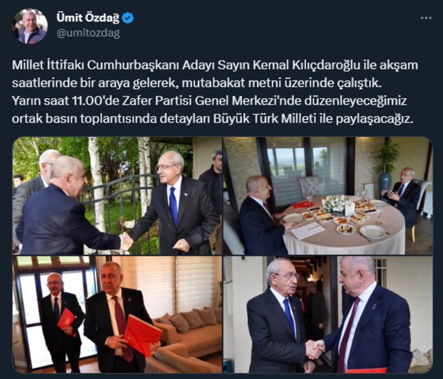 Zafer Partisi, Özdağ'ın basın açıklamasını Kılıçdaroğlu ile yapacağını ...