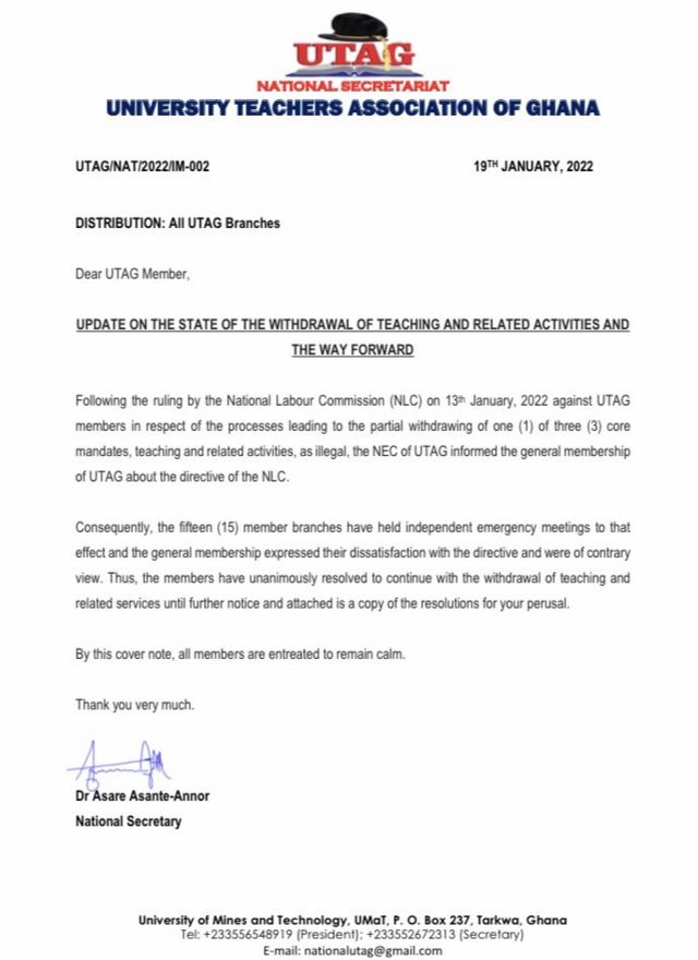 UTAG Strike update: University teachers for Ghana continue indefinite ...