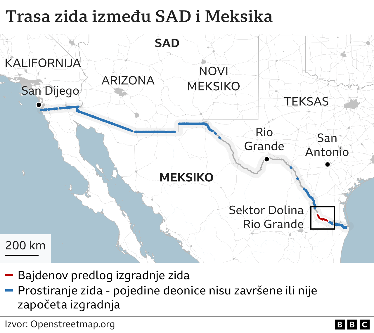 Amerika i migranti: Bajden odobrio gradnju još 32 kilometra zida na ...