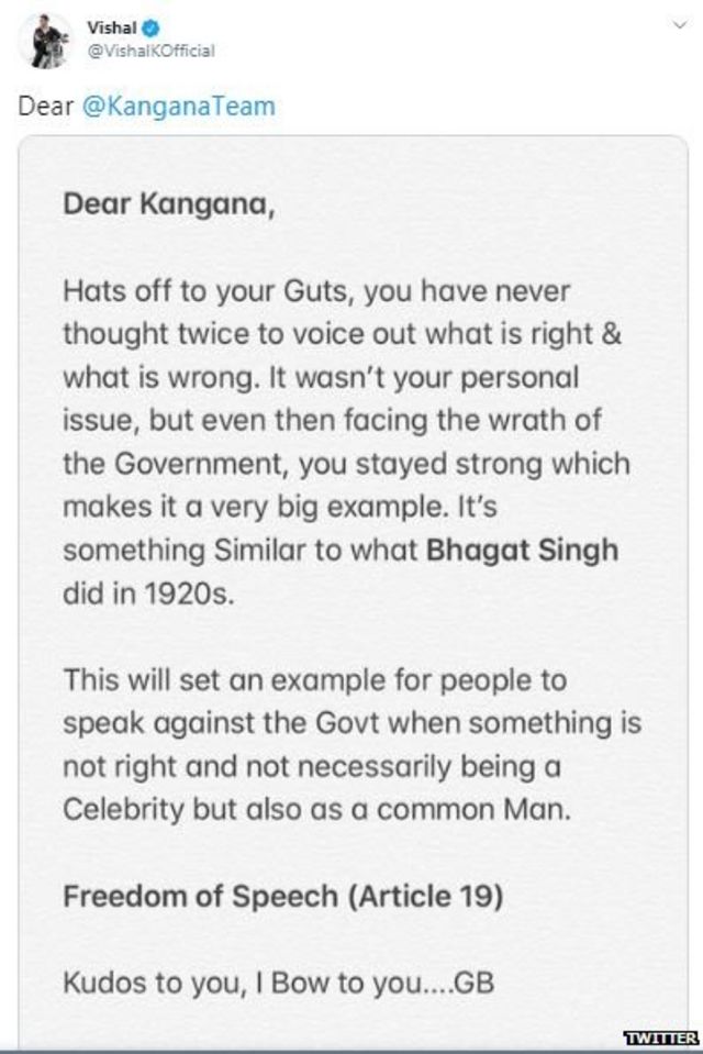 कंगना राणावतची भगतसिंग यांच्याशी तुलना, दाक्षिणात्य अभिनेता विशालची ...