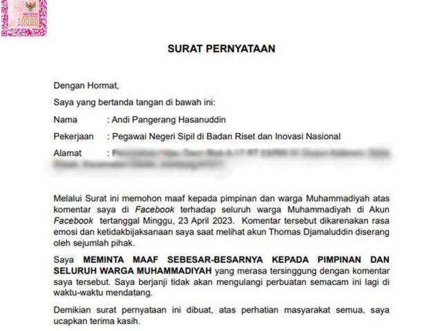 'Ancam Muhammadiyah', peneliti BRIN dipecat dan diberhentikan dari ASN - BBC News Indonesia