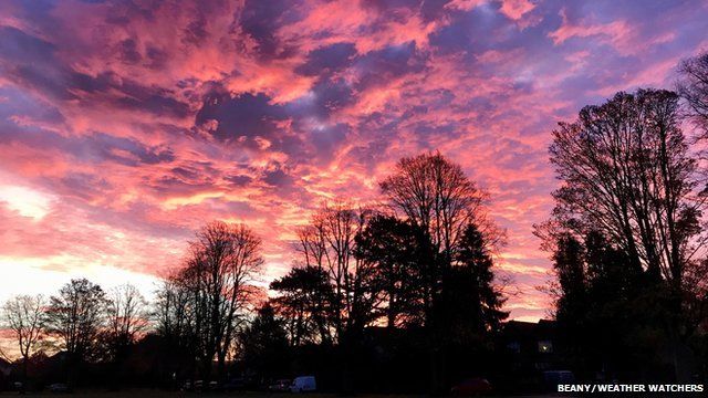 Pretty pink sunrise skies - BBC Weather