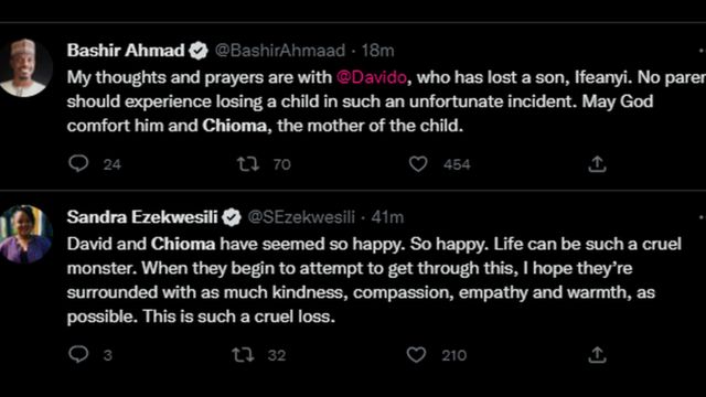 Davido son death: Tributes pour in over death of Davido and Chioma son ...