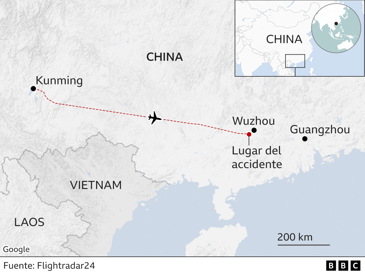 Un avión de China Eastern se estrella en Guangxi con 132 personas a ...