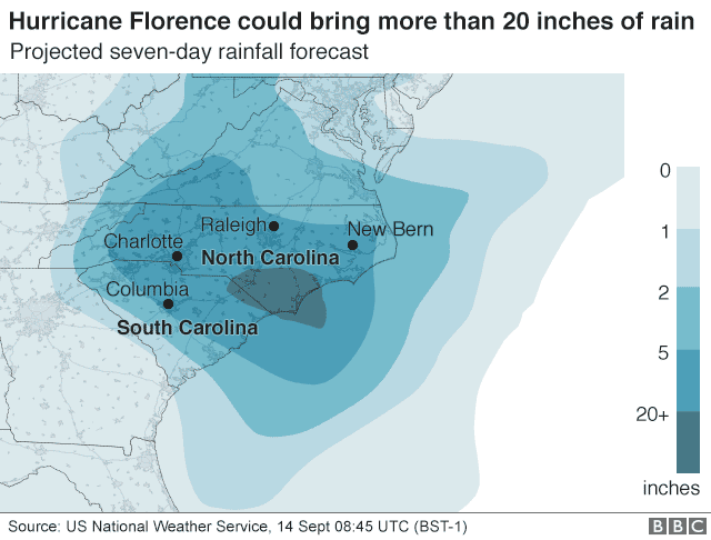 Hurricane Florence: Where is being hit? - BBC News