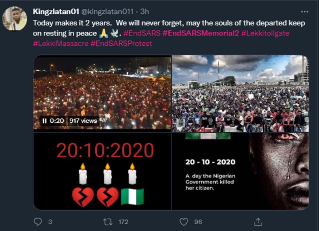 Endsars protest: Youths trend #EndSARSMemorial2 two years after di ...