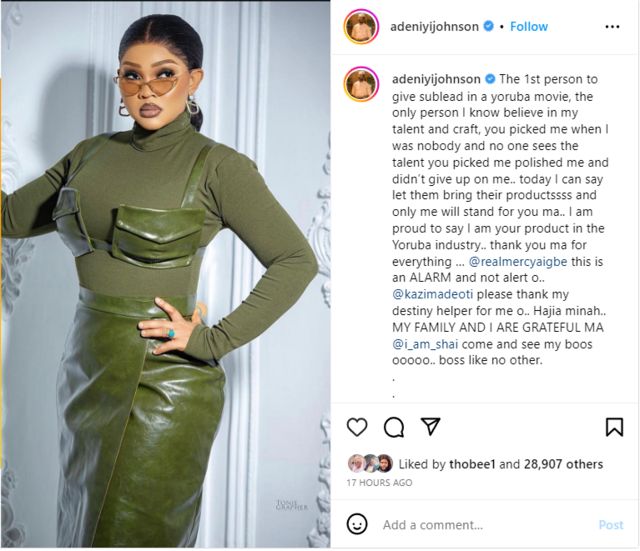 Adeniyi Johnson: Mercy Aigbe ló fà mí lọ́wọ́ sókè nígbà tí mi ò jẹ́ ...