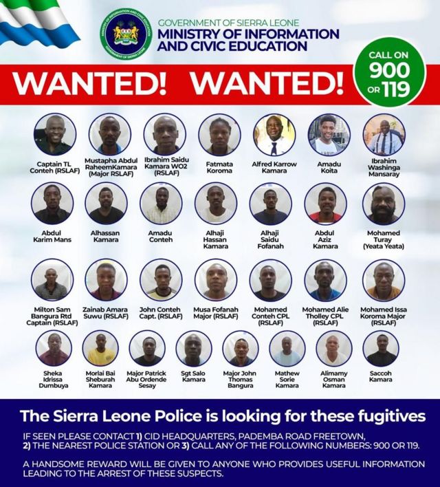 Sierra Leone declare 29 pipo wanted in connection wit 'attempted coup - BBC News Pidgin