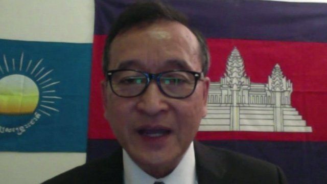 Opposition leader Sam Rainsy returns to Cambodia - BBC News