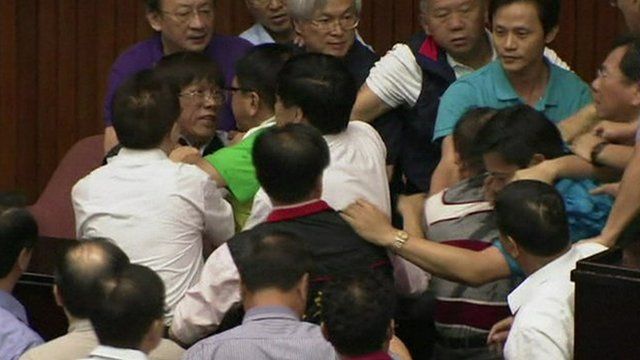 Taiwan's brawling in parliament is a political way of life - BBC News