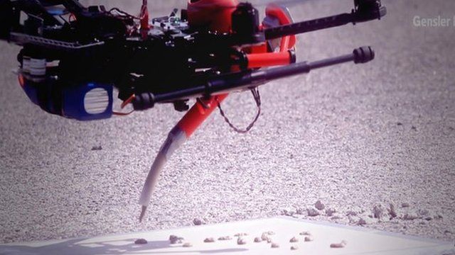 Flying 3D printer drones work like bees to fix buildings - BBC News