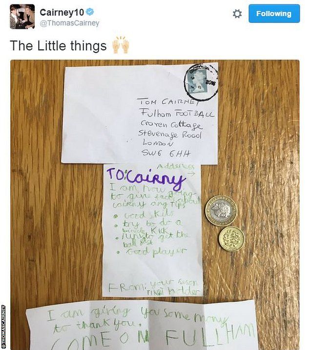 Fulham midfielder Tom Cairney receives surprise present from young fan ...