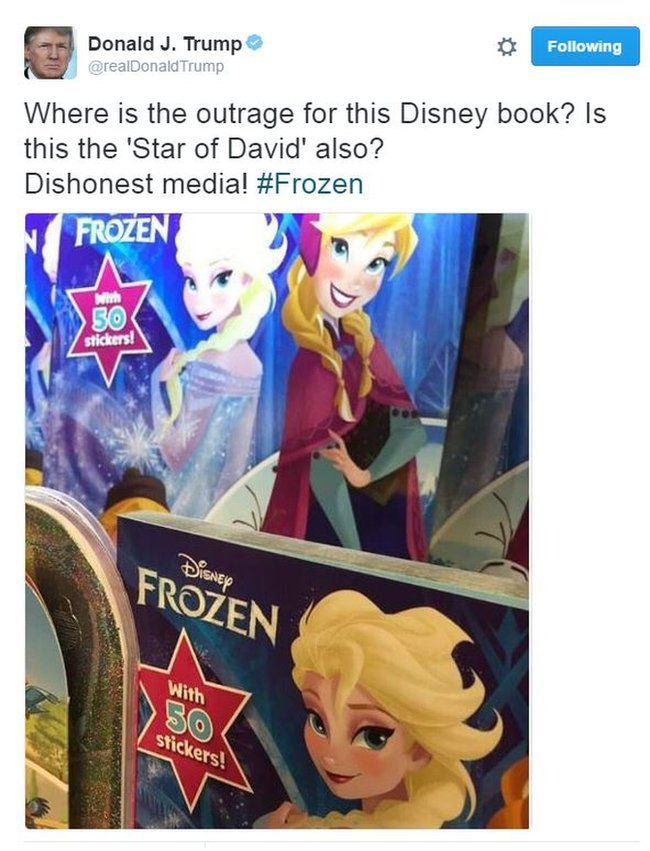 Trump uses Disney's Frozen to defend controversial tweet - BBC News