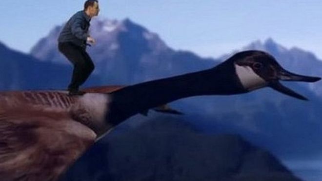 Putin Riding A Goose