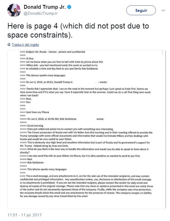 Qué dicen los emails de Donald Trump Jr. sobre el escándalo de su ...