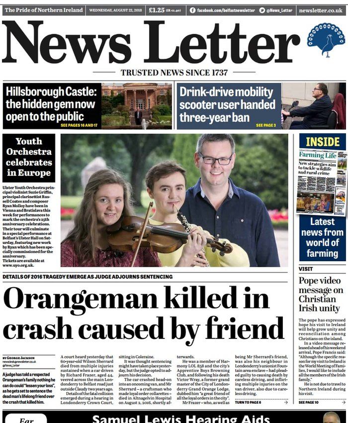 NI newspaper review: Scooter drink driver - BBC News