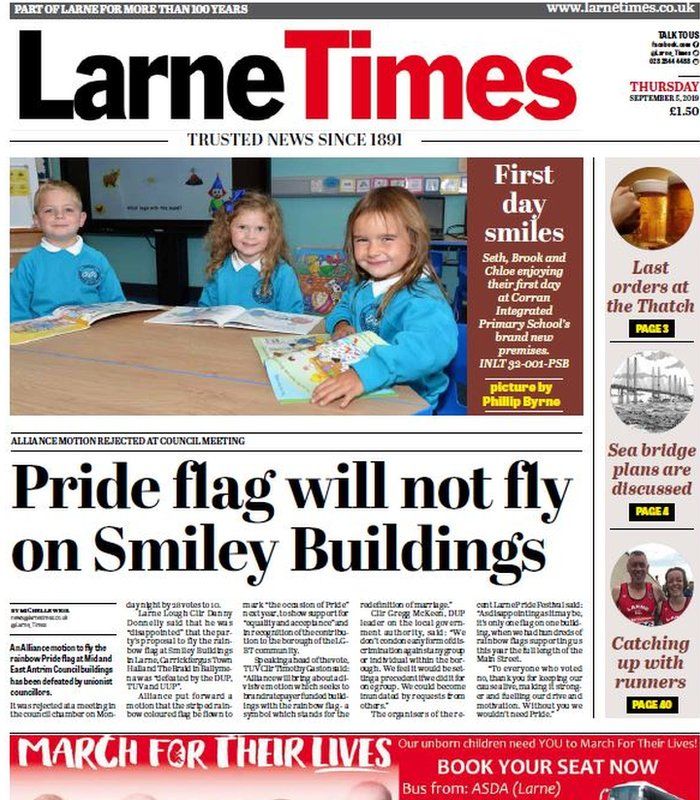 NI weekly papers: Rainbow flag row and summer crime spree - BBC News