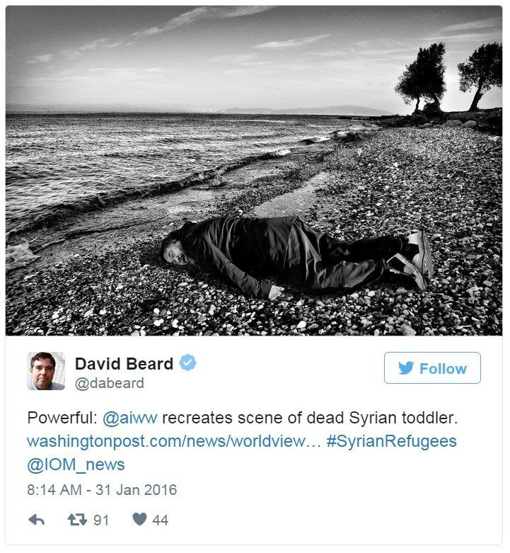 Chinese artist Ai Weiwei poses as drowned Syrian refugee - BBC News