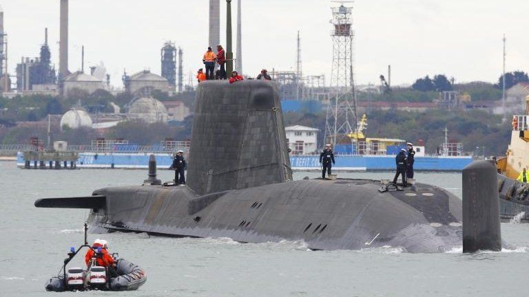 Third Astute submarine Artful makes maiden dive in Barrow - BBC News