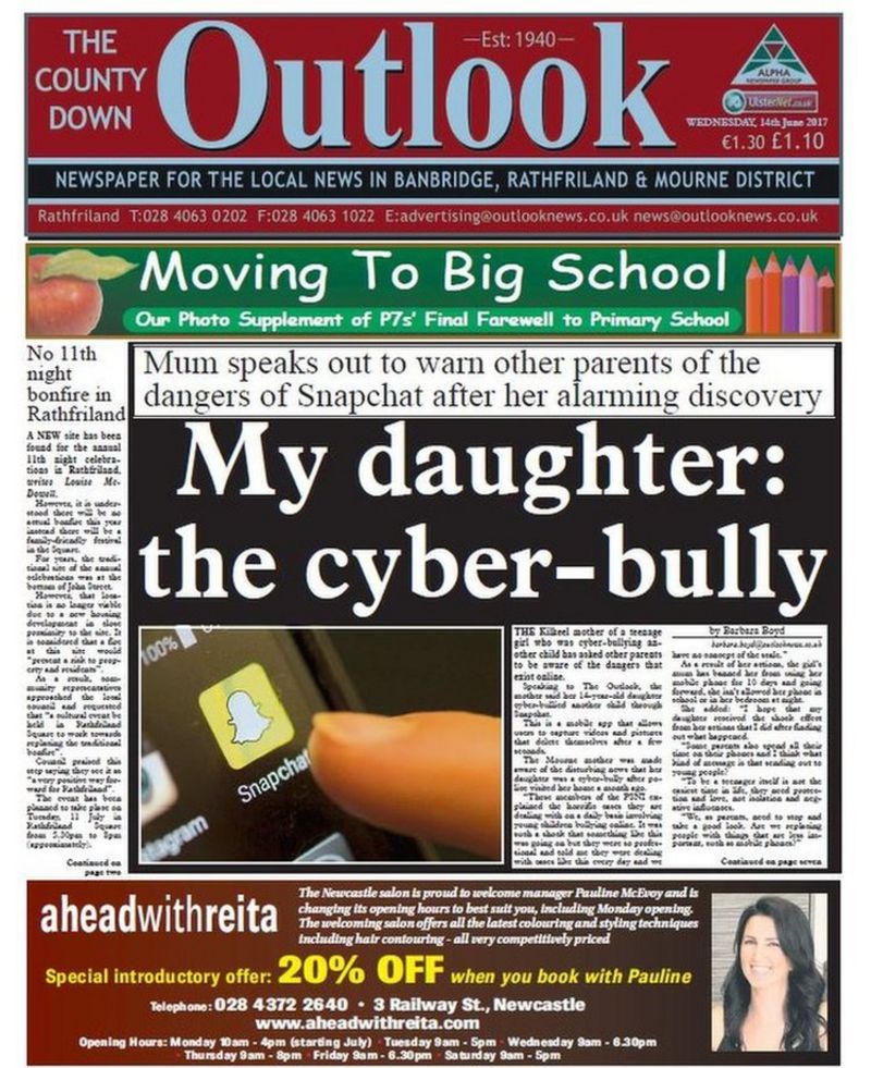 Weekly newspapers: Cyber-bullying and war memorial plan - BBC News