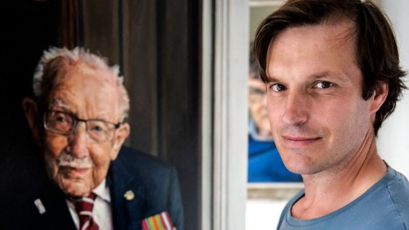 Capt Sir Tom Moore official portrait unveiled at Army museum - BBC News