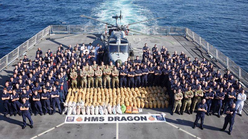HMS Dragon: Three tonnes of hashish seized in the Gulf - BBC News