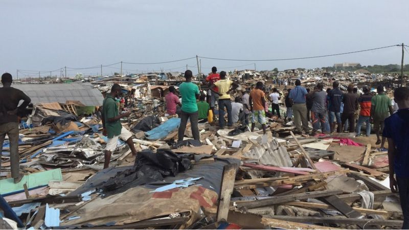Ghana police tear-gas residents at demolition of Accra slum - BBC News