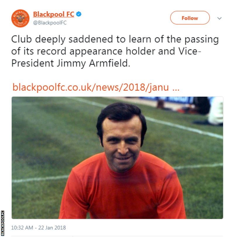 Jimmy Armfield: Blackpool and England legend dies at the age of 82 ...