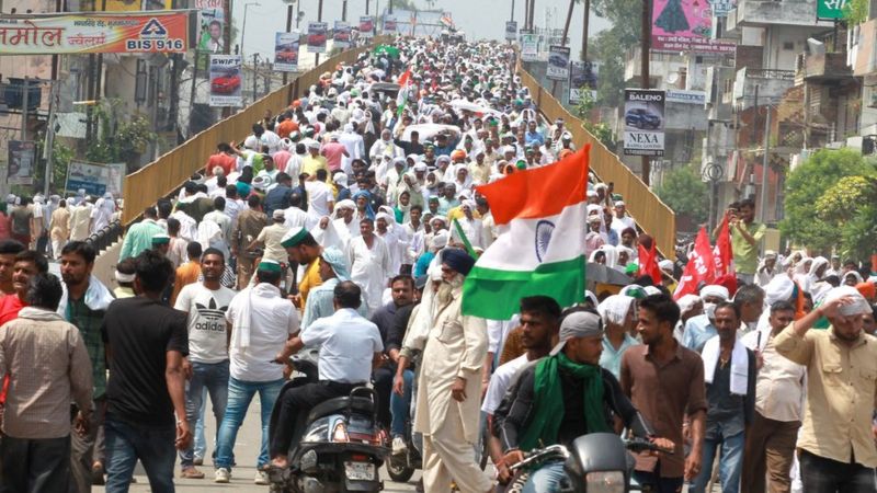 India farmers' protests: Tens of thousands join rally in Uttar Pradesh ...