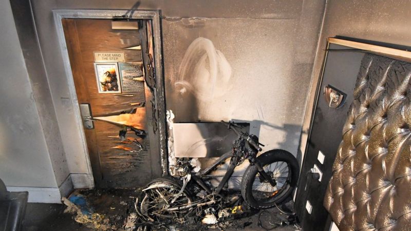 E-bike fire warning as Huyton family flee blaze - BBC News