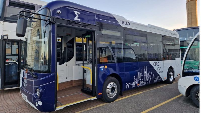 Jersey people get taste of travel on electric bus - BBC News