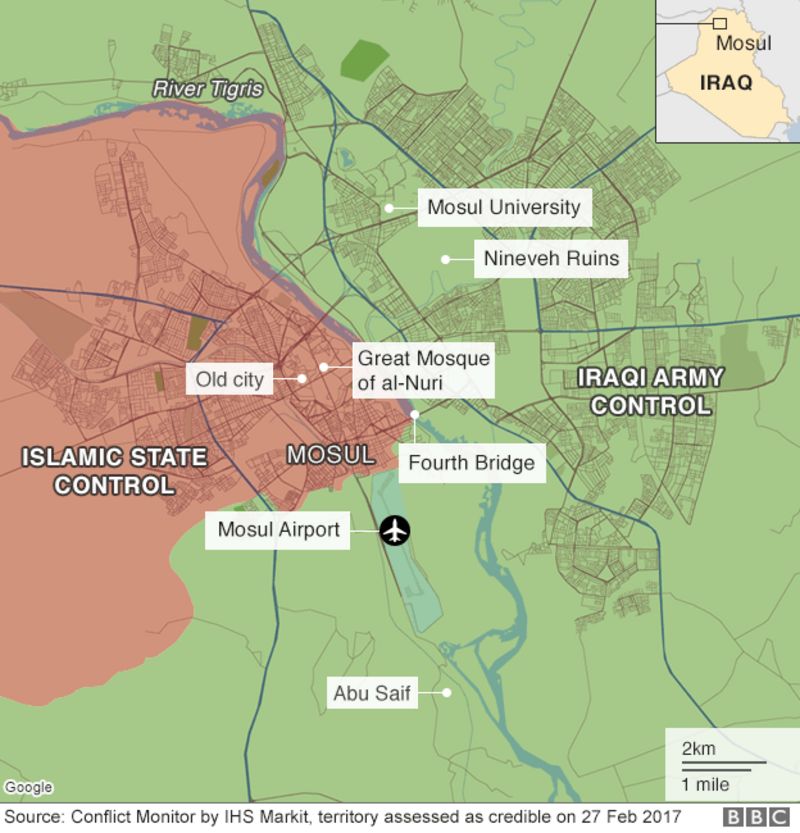 'First chemical attack' in Mosul battle injures twelve - BBC News