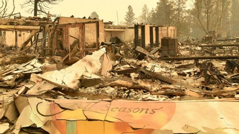 Paradise: Before and after the town's wildfire destruction - BBC News