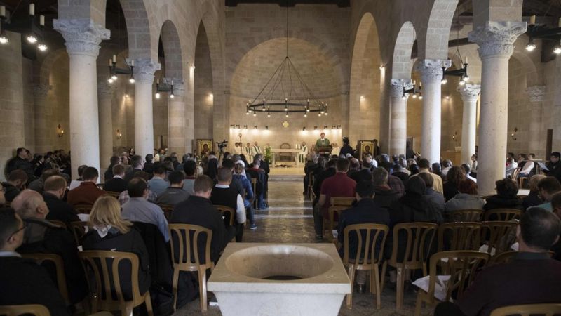 Jesus miracle church in Israel reopens after arson attack - BBC News