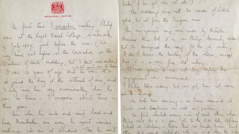Queen's letter on how she and Prince Philip fell in love to be ...