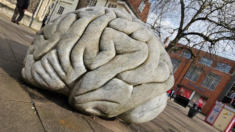 Norwich Hay Hill work to remove brain sculpture begins - BBC News