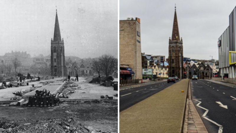The photographer comparing the Blitz to present-day Plymouth - BBC News