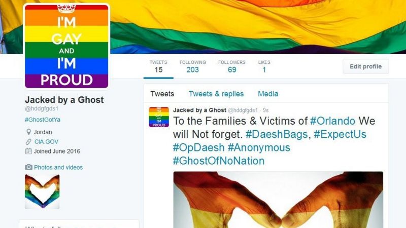 Anonymous fills IS Twitter accounts with gay pride messages - BBC News