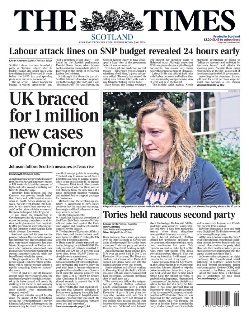 Scotland's papers: Scottish Tories 'line up' to condemn PM - BBC News