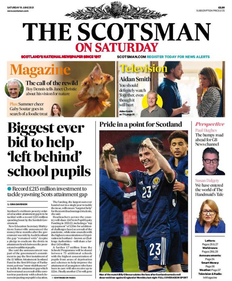 Scotland's papers: Scotland's Euro dream 'alive' and vaccine target ...