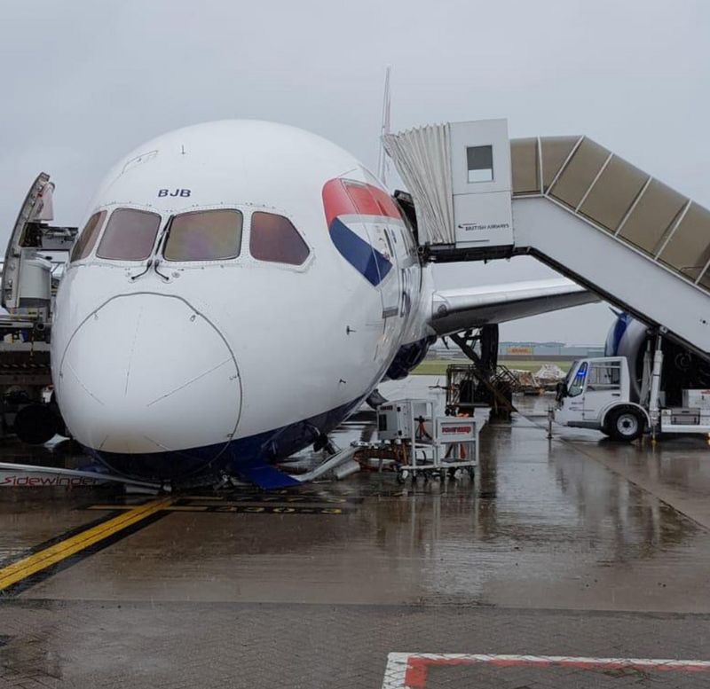 BA plane damaged after tipping forward at Heathrow - BBC News