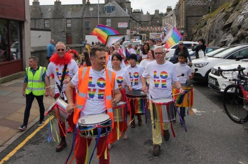 Shetland celebrates historic first Pride event - BBC News
