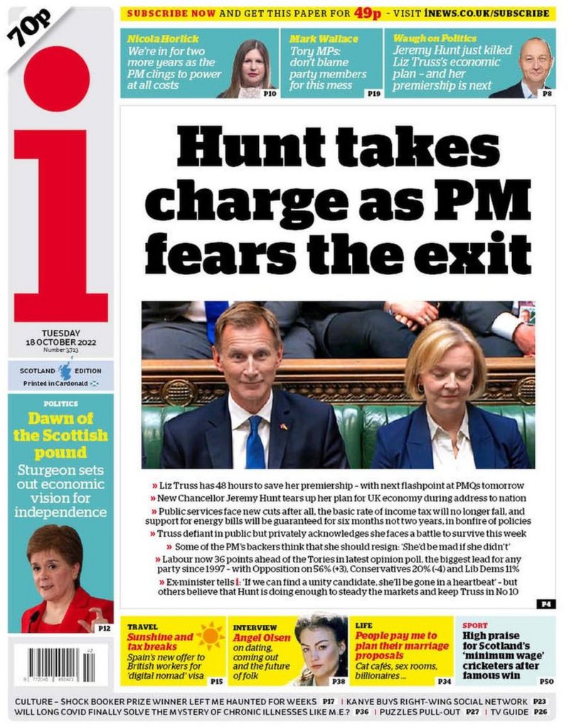 Scotland's papers: 'Hunt takes charge' and the FM's new 'blueprint ...