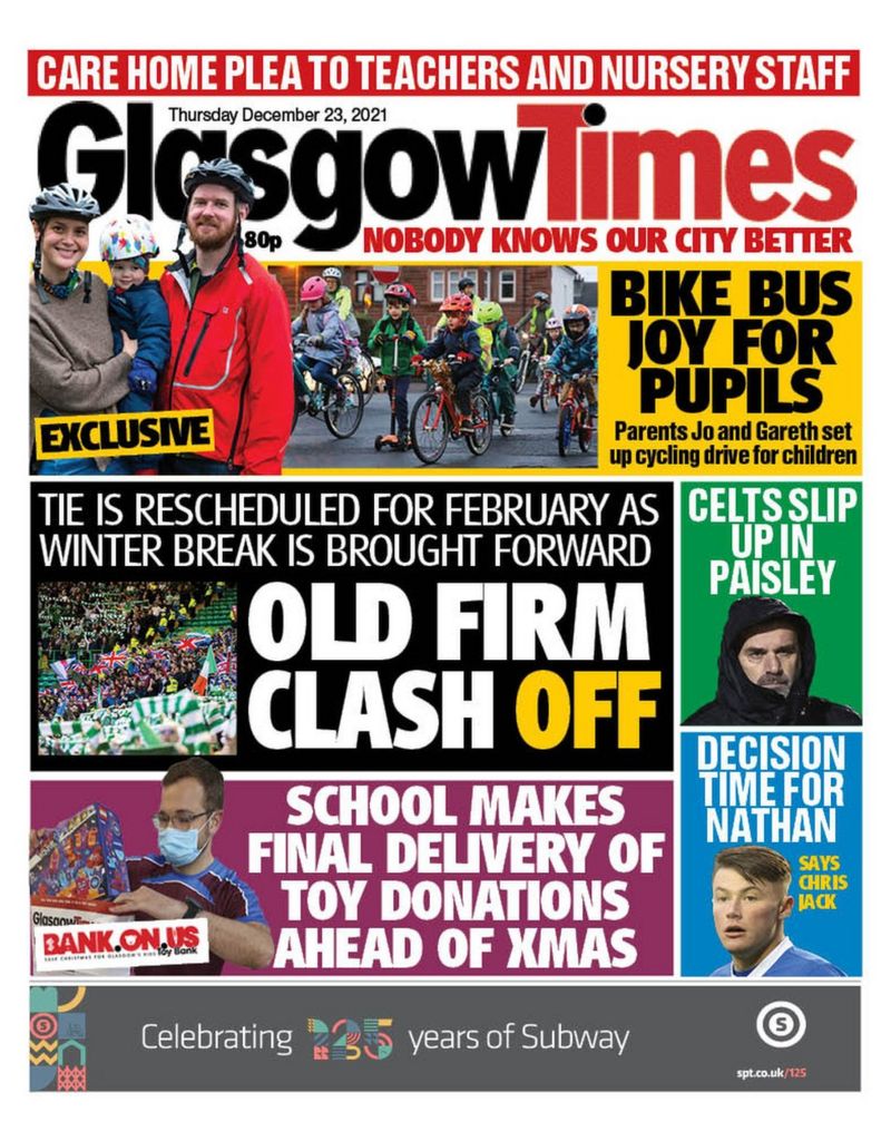 Scotland's papers: Omicron 'less severe variant' and Old Firm game off ...